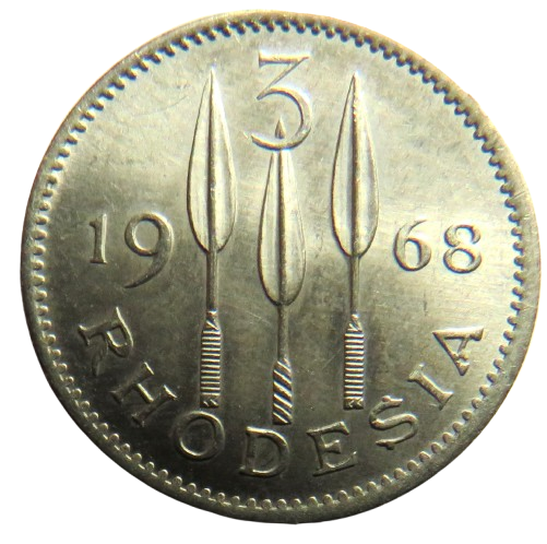 1968 Queen Elizabeth II Rhodesia Threepence Coin – J.W.B Coins ...