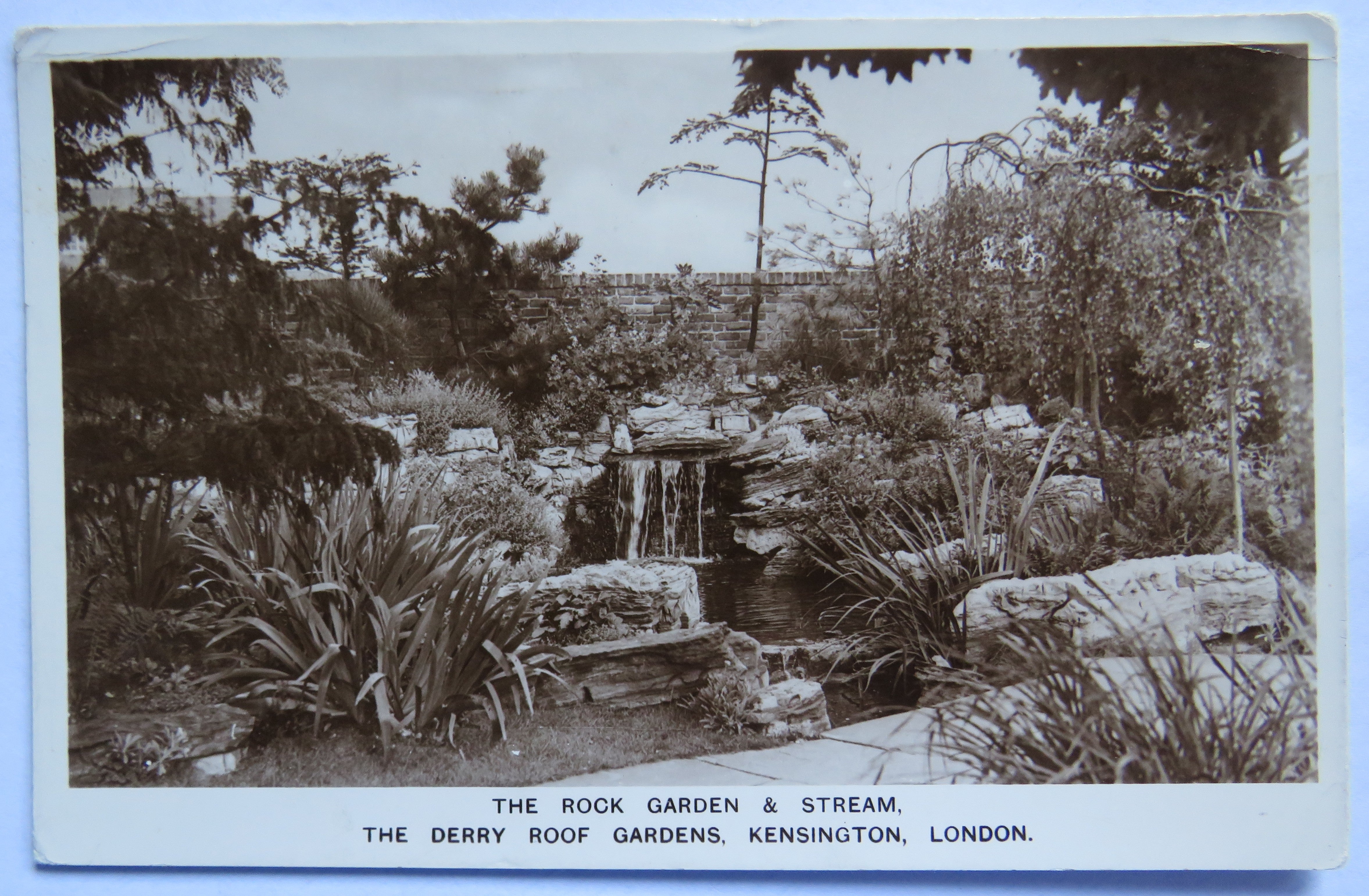 Vintage Postcard of The Rock Garden & Stream, The Derry Roof Gardens ...